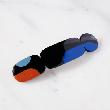Lacquered Black Horn Barrette - Blue - Philadelphia Art Museum Store