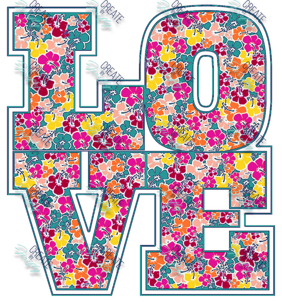 Floral/Tropical LOVE - Universal Decal - Create by Firefly