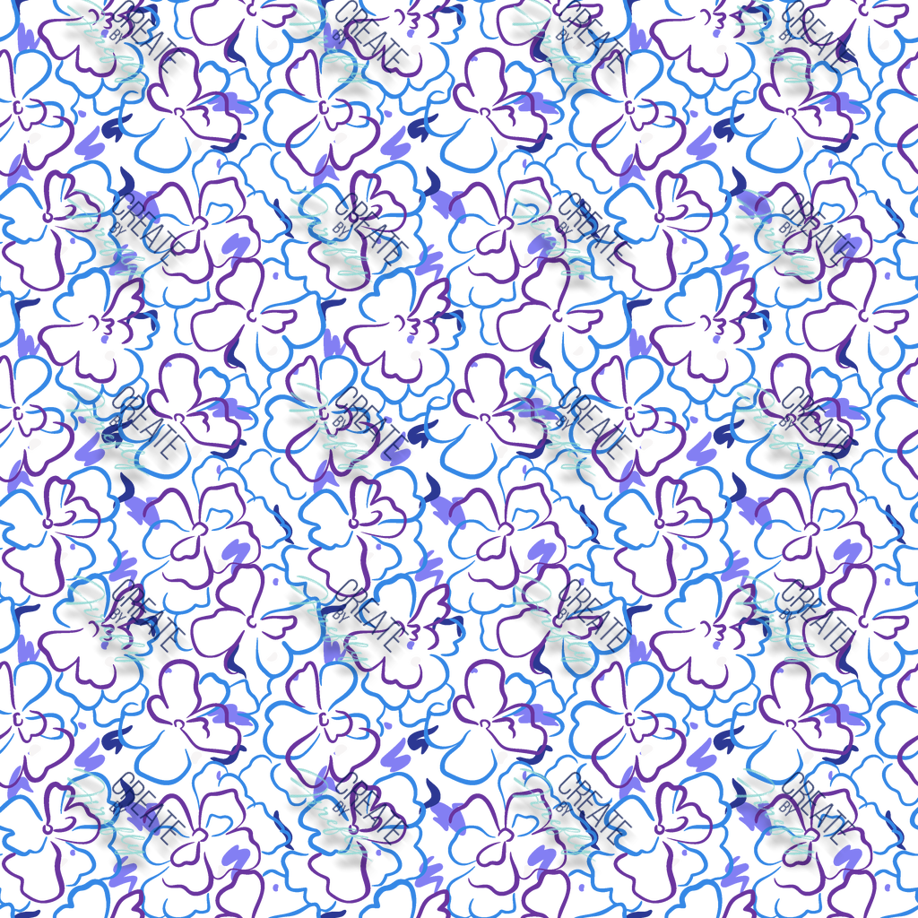 Doodle Floral- Blissfully Blue - Create by Firefly