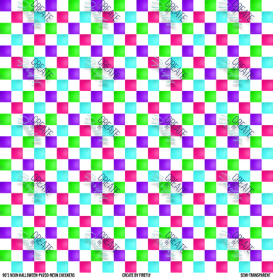 Neon Checker Board - Medium Scale - Multi Color - Create by Firefly