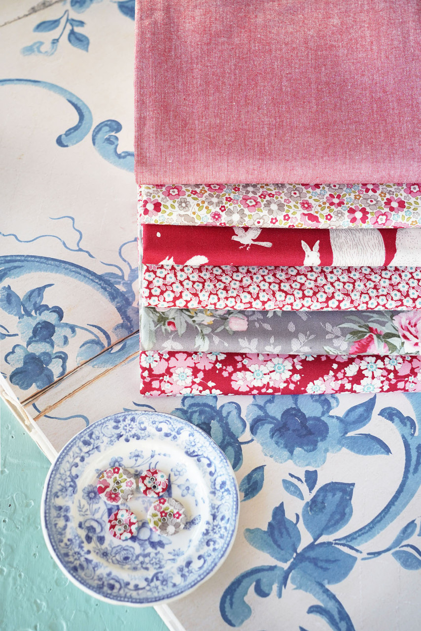 TILDA WOODLAND + CHAMBRAY - Red Bundle of 7 fabrics 100% Cotton. TILDA ...