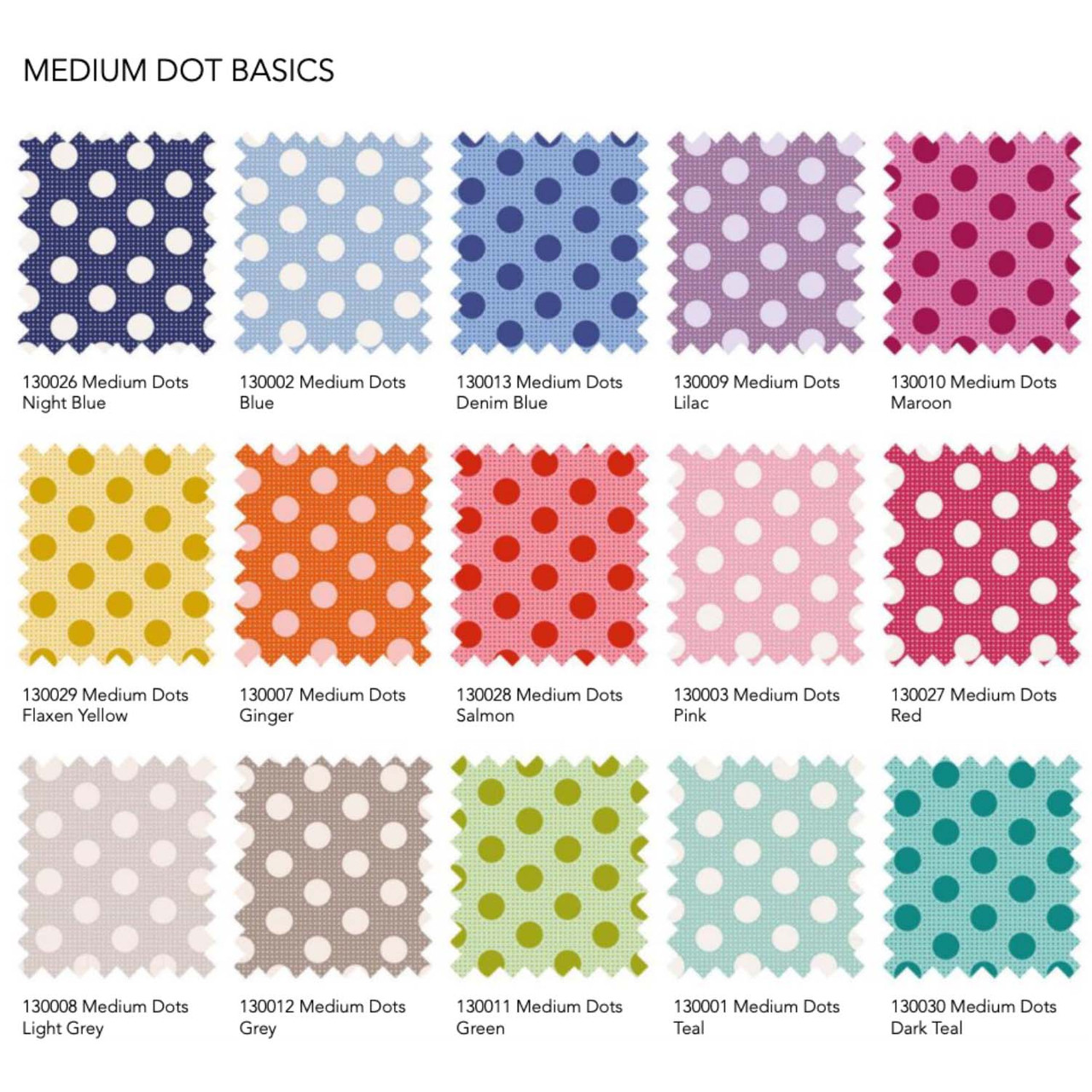TILDA Medium Dots, Bundle of 15 fabrics, ENTIRE COLLECTION - 100% ...