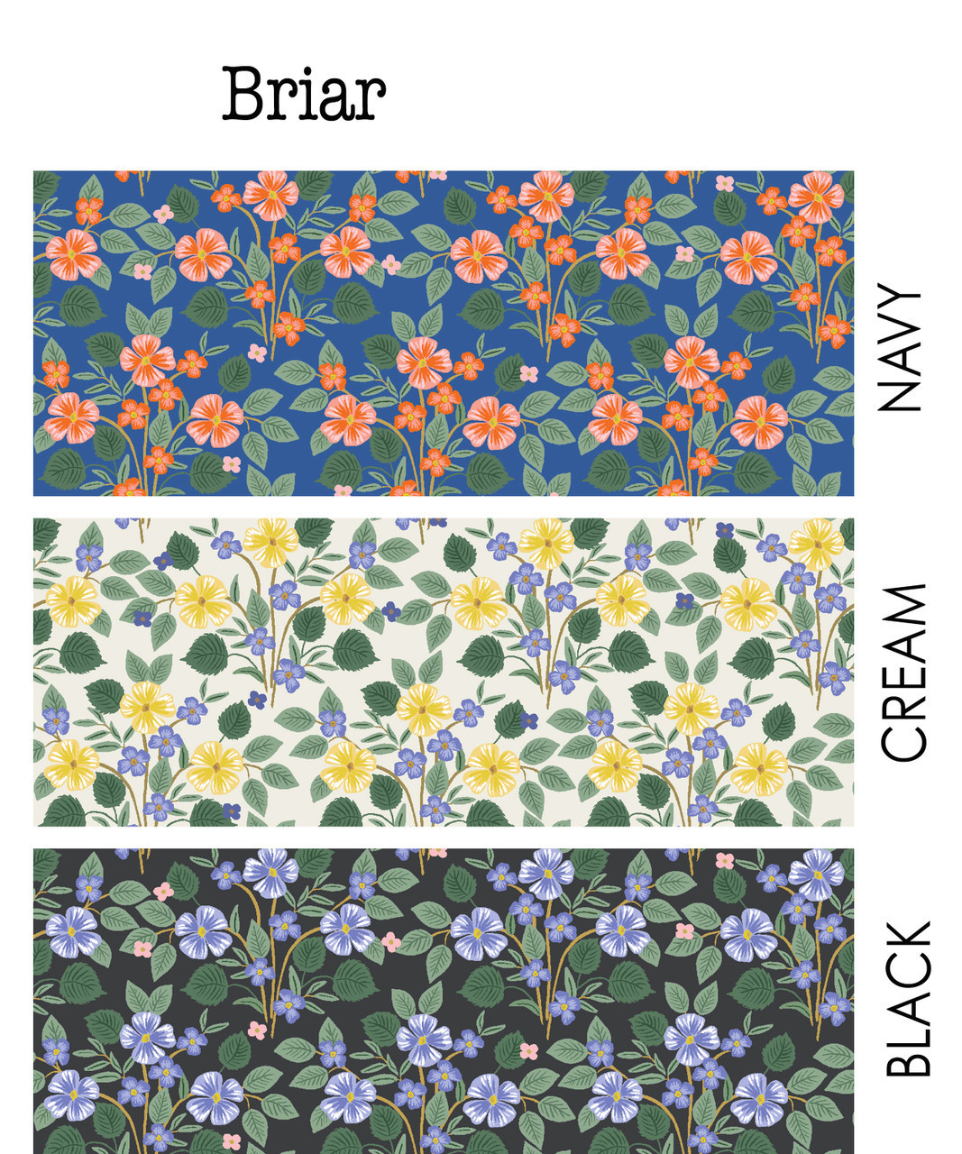 RIFLE PAPER CO, BRAMBLE, Briar in Navy - by the half-meter - ELEGANTE ...