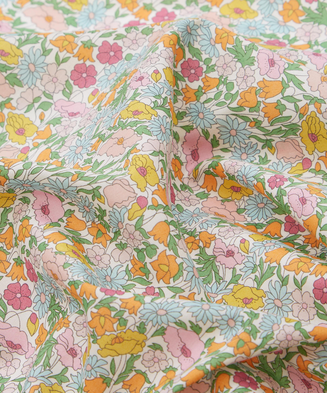 LIBERTY OF LONDON - Poppy Forest A Green/Pink 100% Cotton Tana Lawn ...
