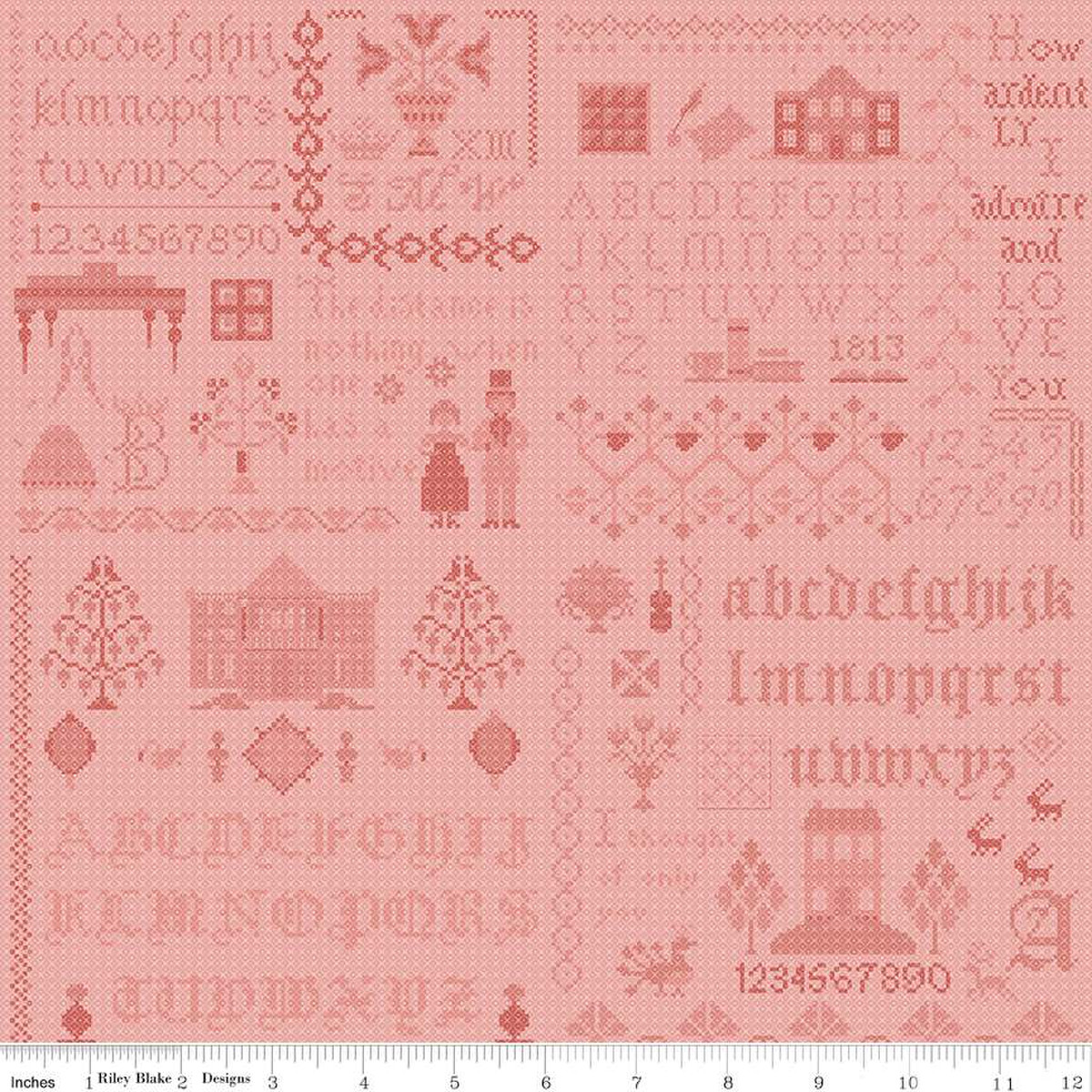 JANE AUSTEN Pride & Prejudice MERYTON SAMPLER in Coral - ELEGANTE ...
