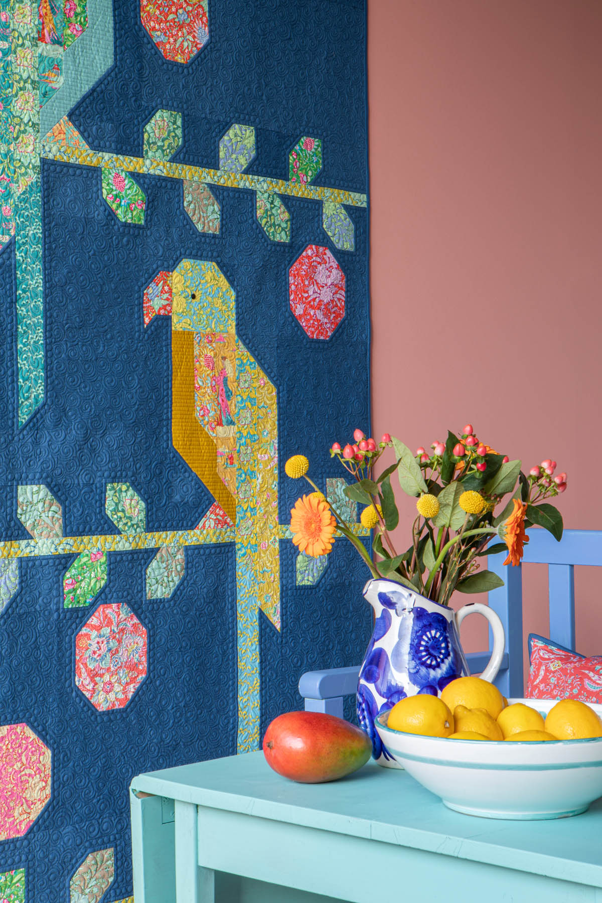 TILDA BLOOMSVILLE , Mango Garden Quilt KIT in Night blue - Elegante ...