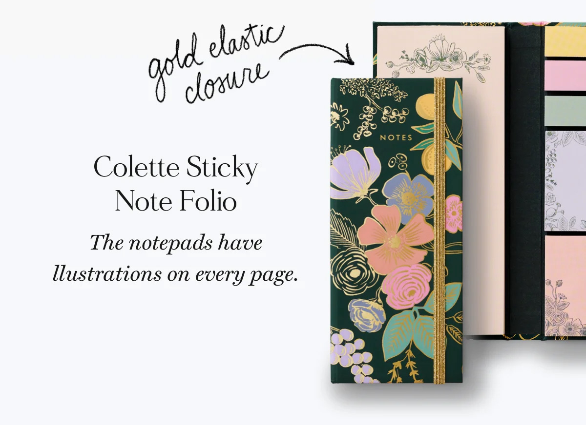 COLETTE Sticky Note Folio - RIFLE PAPER CO Stationery (Set of Notepads ...