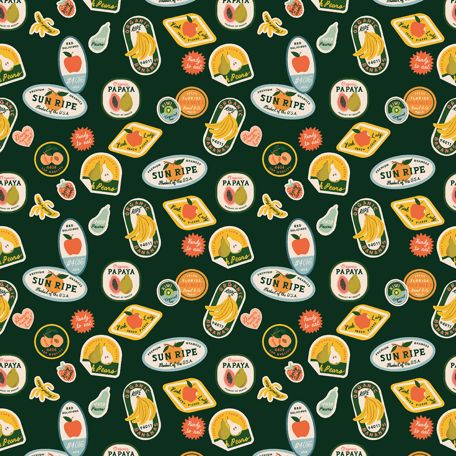 RIFLE PAPER CO, ORCHARD, Fruit Stickers in Hunter - ELEGANTE VIRGULE CANADA