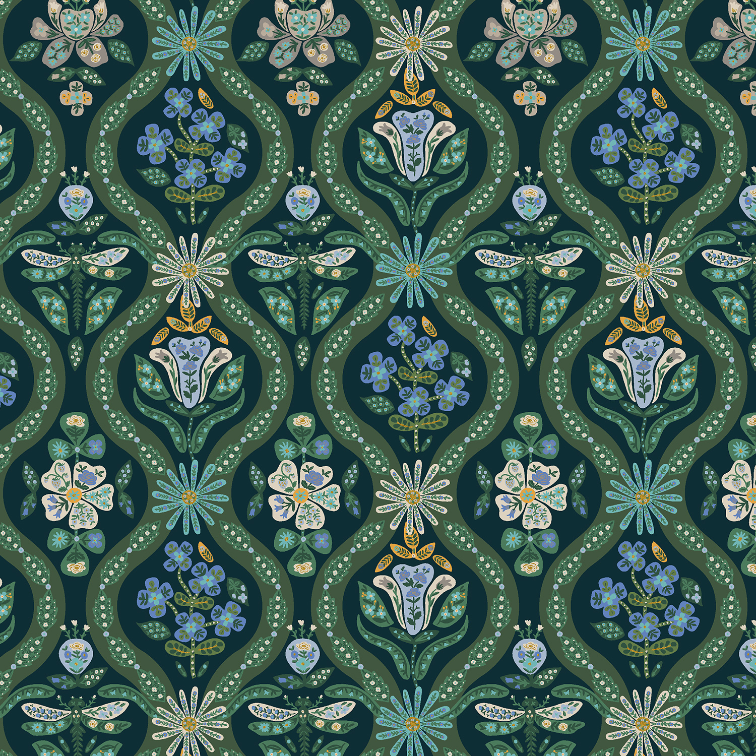 RIFLE PAPER CO, ENGLISH ROSE, Posie in Peacock metallic - ELEGANTE ...