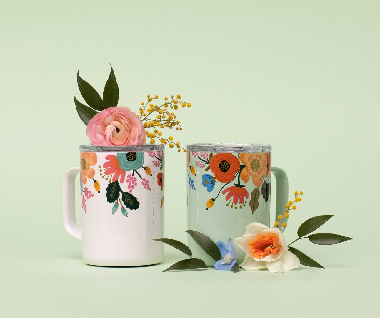 Lively Floral Cream - RIFLE PAPER CO X CORKCICLE, 16 oz. Coffee Mug ...