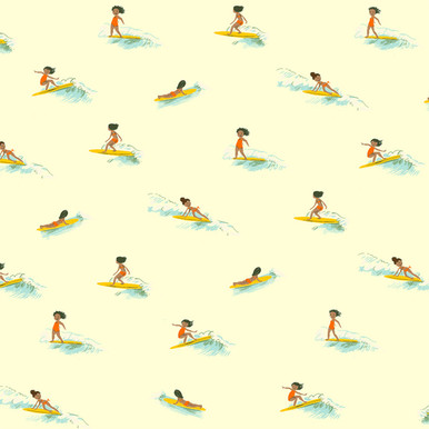 WINDHAM FABRICS, HEATHER ROSS Malibu, Tiny Surfers in Cream - ELEGANTE ...