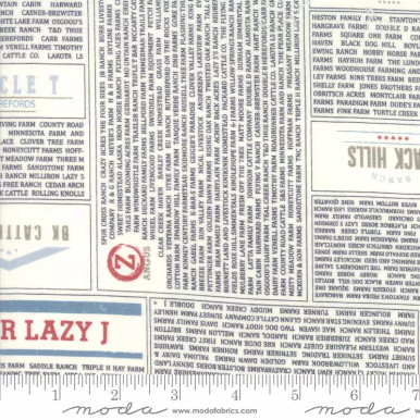 MODA SWEETWATER Branded, RANCHES NEWSPRINT in Cream - ELEGANTE VIRGULE ...