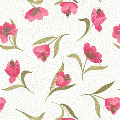 LEWIS & IRENE, TULIP FIELDS Mouse and Tulip in Cream - by the half ...