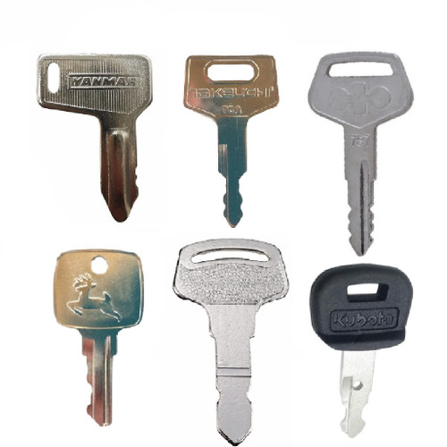 6PC Heavy Equipment Key Set Yanmar Kubota Komatsu Deere Takeuchi