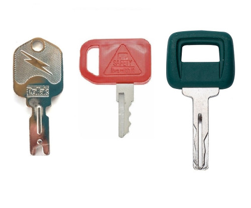 3 PC Equipment Key Set Deere, Komatsu & Volvo - heavyequipmentkeys.com