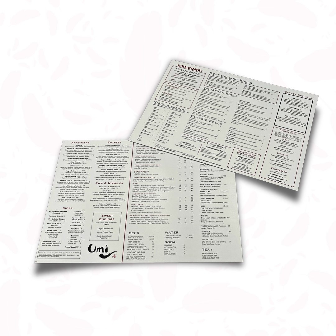 Custom Waterproof Menus | REDBiRD PRINTING