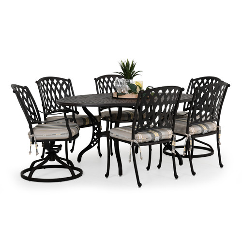 Trellis Outdoor Cast Aluminum 7 Piece Dining Set Leaders Furniture