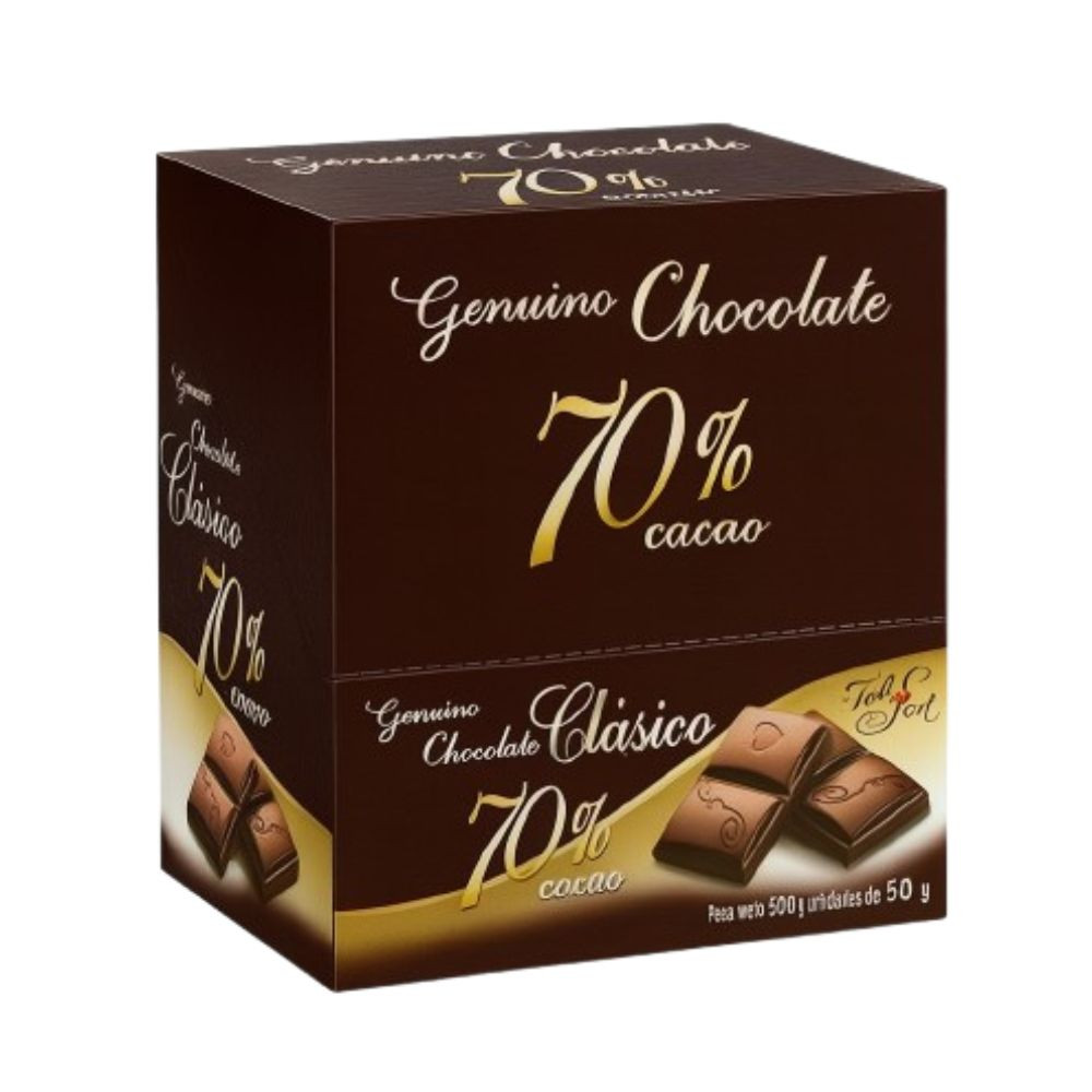 Felfort Genuino Classic Chocolate 70% Cocoa, 50 g / 1.76 oz each bar ...