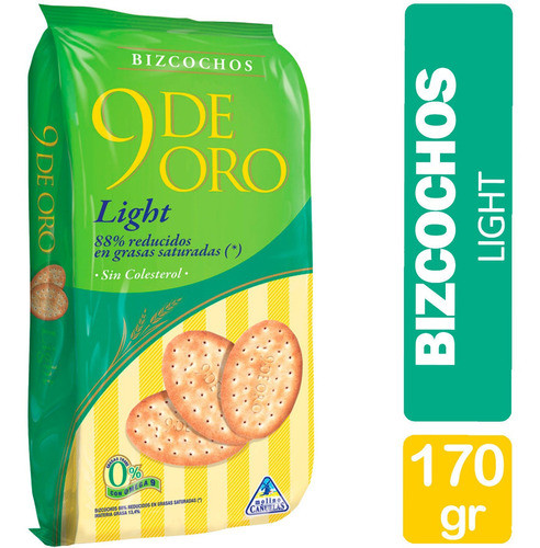 9 de Oro Light Biscuits Traditional Bizcochos No Cholesterol, 200 g / 7 ...