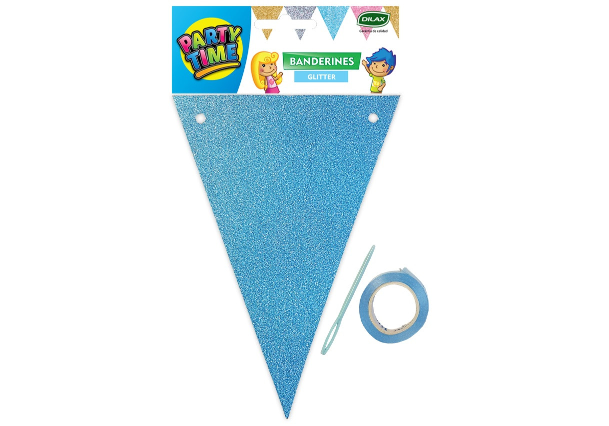 Banderines Glitter Celeste Party Decorations Lightblue Metallic Glitter ...