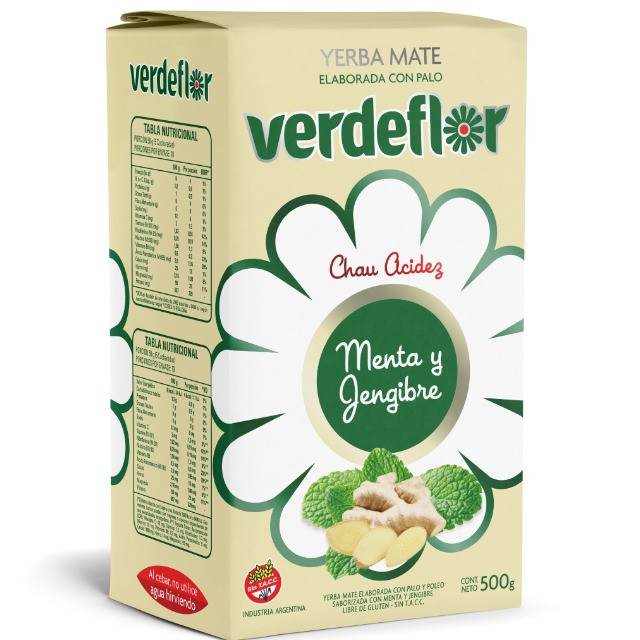 Verdeflor Yerba Mate with Palo and Poleo, Mint and Ginger Flavor Gluten ...