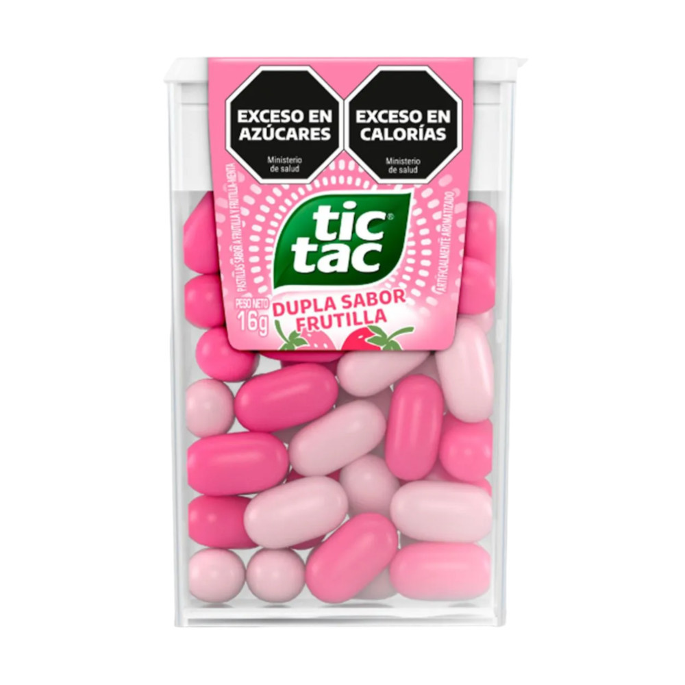 Tic Tac Dupla Sabor Frutilla - Strawberry & Strawberry-Mint Flavored ...