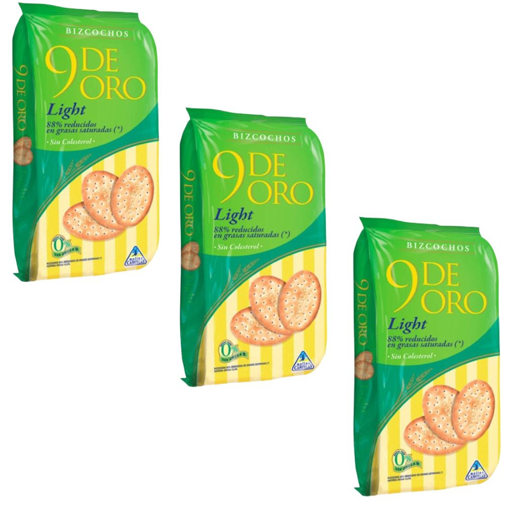 9 de Oro Light Biscuits Traditional Bizcochos No Cholesterol, 200 g / 7 ...