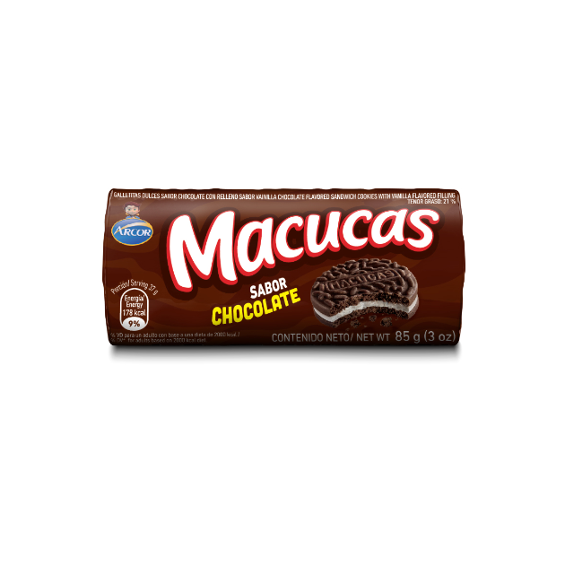 Macucas Galletitas Sweet Chocolate Cookies With Vanilla Filling, 85 g ...