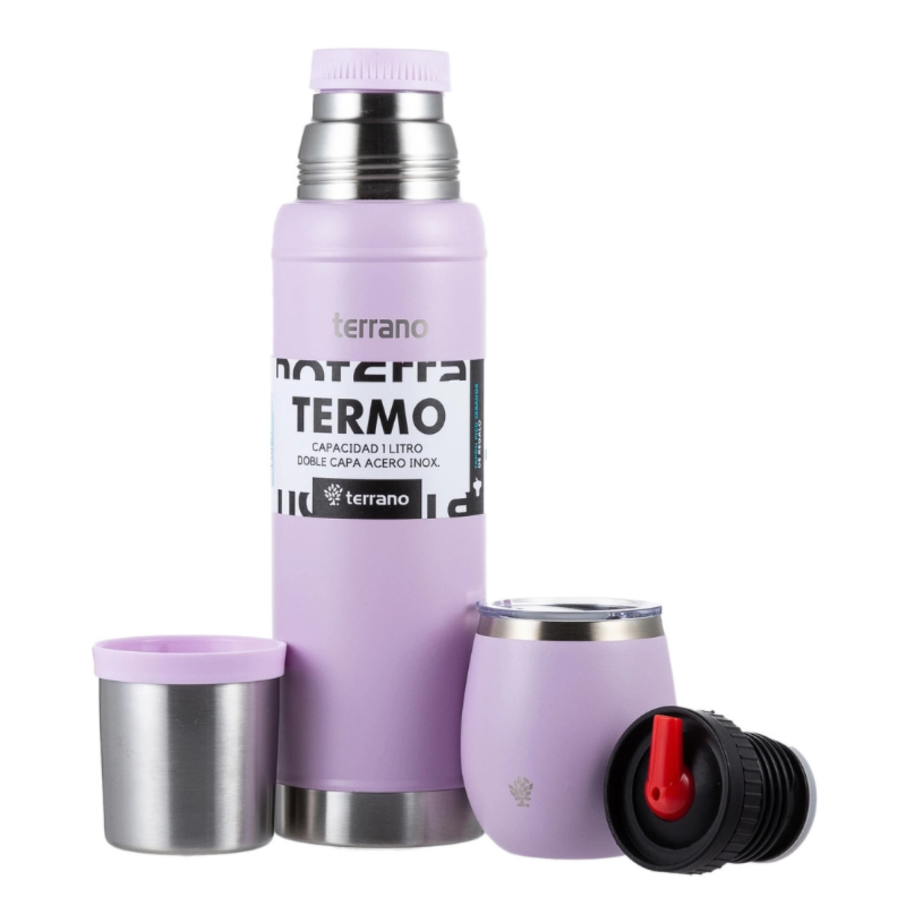Kit Thermos + Mate Stainless Steel Steel Kit with Lid Mate Acero, 1 l ...