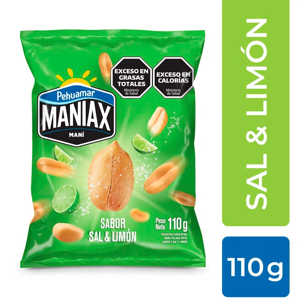 Pehuamar Maniax Salt Lemon-Flavored Peeled Peanuts Maní Pelado Sabor ...