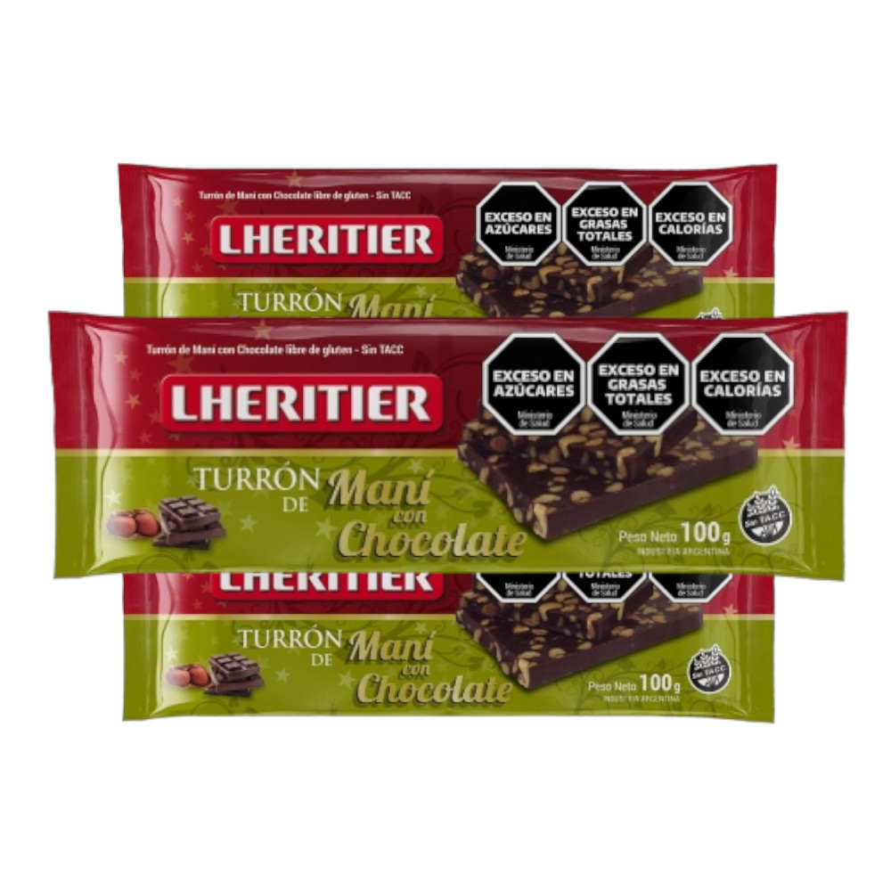 Lheritier Peanut Nougat with Chocolate Gluten-Free, 100 g / 3.52 oz ...