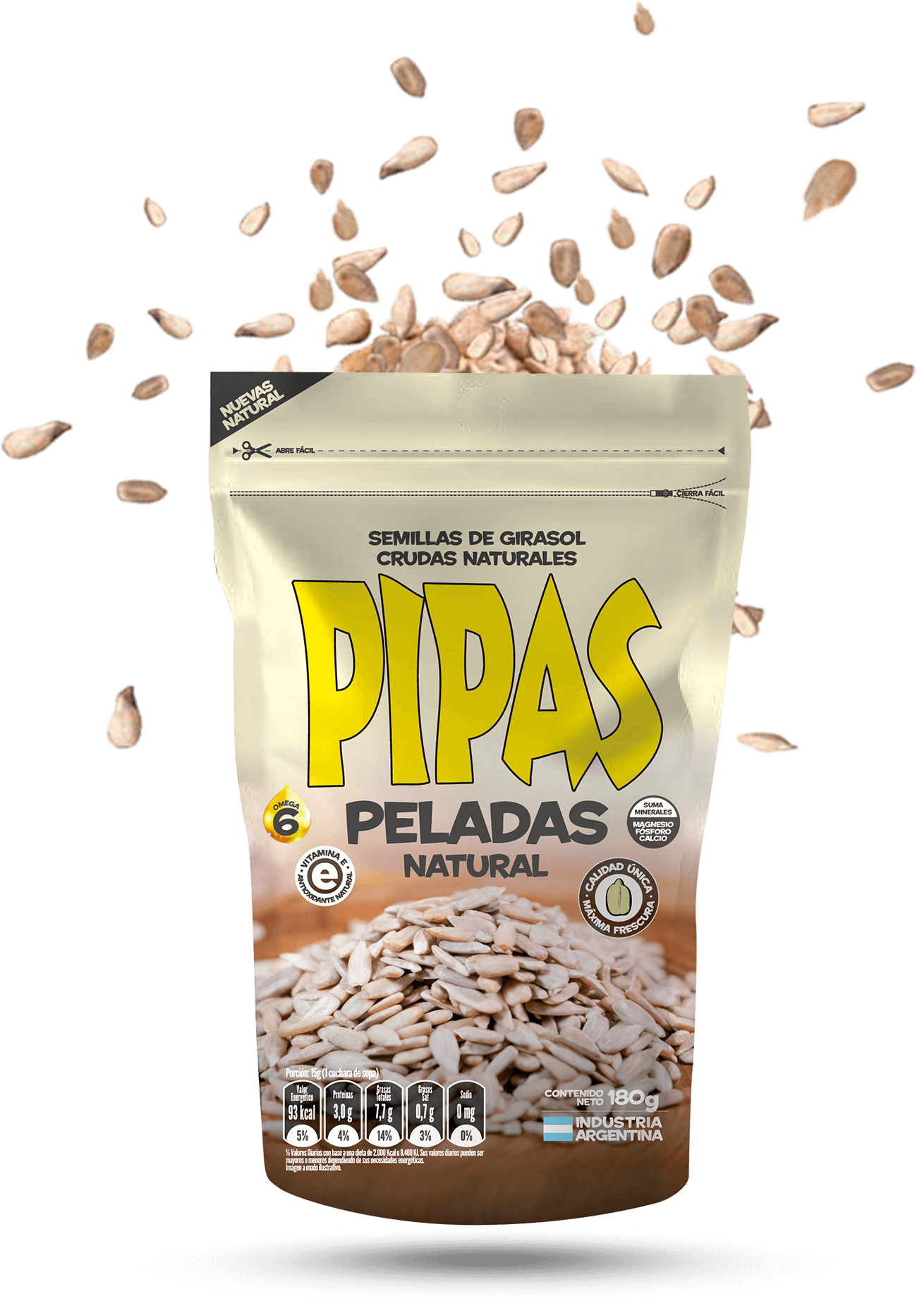 Pipas Gigantes Salty Toasted Sunflower Seeds w/shell, 50 g / 1.76 oz