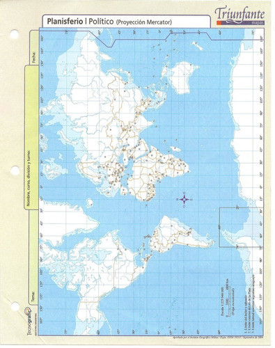 Rivadavia Mapa Político N°3 Planisferio, Planisphere Political Map ...