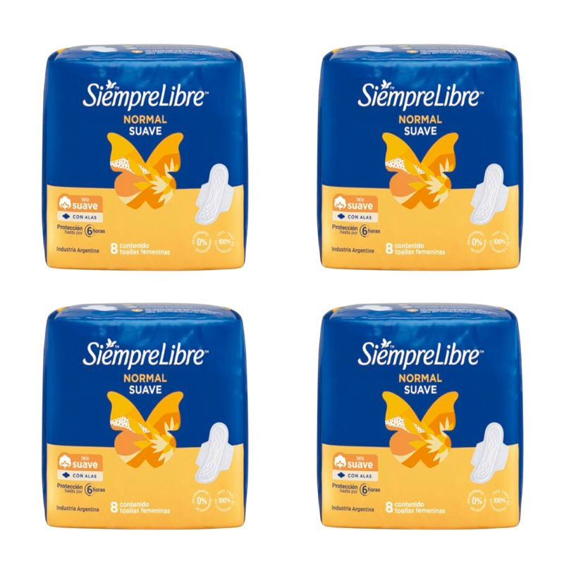 Siempre Libre Normal Suave Sanitary Pads, 8-Count (pack of 4)