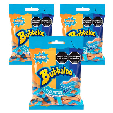 Bubbaloo Soft Chewy Candy Sour Worms Orange & Blueberry Flavor, 82.5 g ...