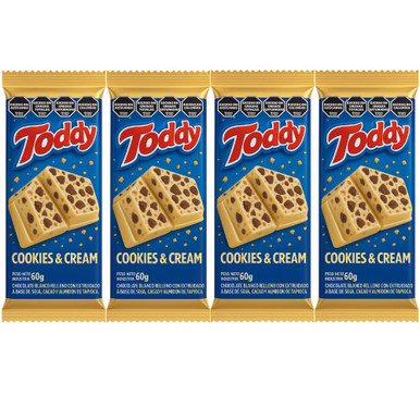 Toddy Chocolate Bar Filled with Cookies & Cream Barra de Chocolate ...