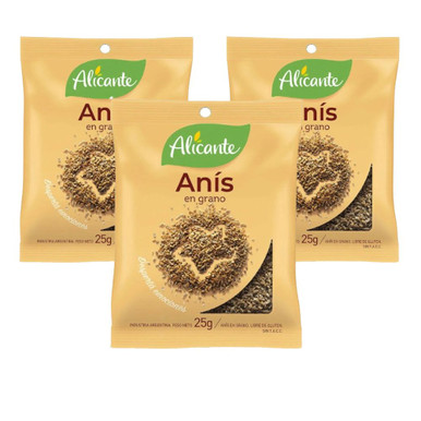 Alicante Anís En Grano Anise Seeds, 25 g / 0.88 oz pouch (pack of 3)