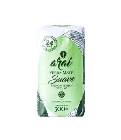 Araí Soft Yerba Mate Low Powder Content Yerba Mate Suave, 500 g / 17.63 oz