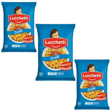 Lucchetti Fusilli Pasta Nutri Vit Plus, 500 g / 17.63 oz (pack of 3)