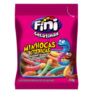 Fini Citrus Gummy Worms Candy, Worm-Shaped Gummies Gomitas con Forma de ...