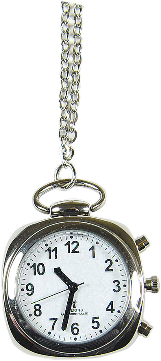 Silver Talking Atomic Pendant Watch with Silver Chain