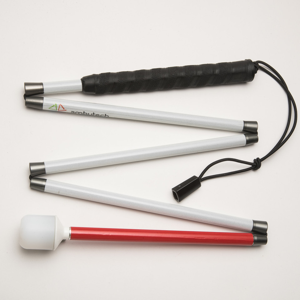 Ambutech Aluminum Cane with Marshmallow Roller Tip, Hook Style