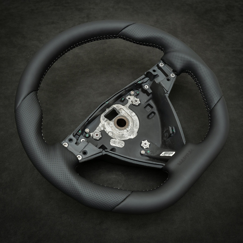 Maptun Leather Steering wheel 9-3 II 2006- Flat bottom Grey Stitch (01 ...