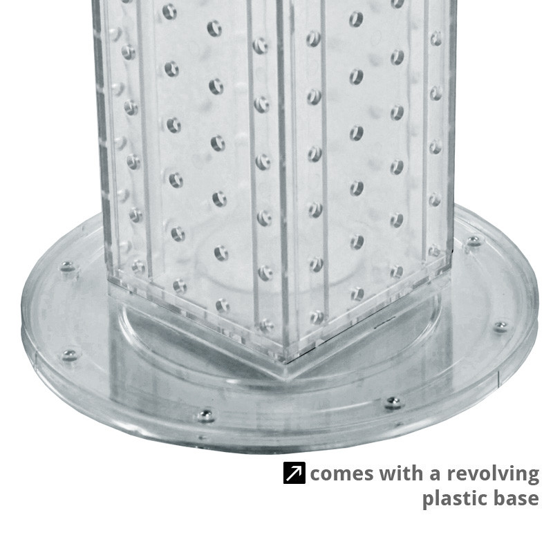 Four-sided 4"W x 12"H Pegboard Tower with Revolving 9" Base - Azar Displays