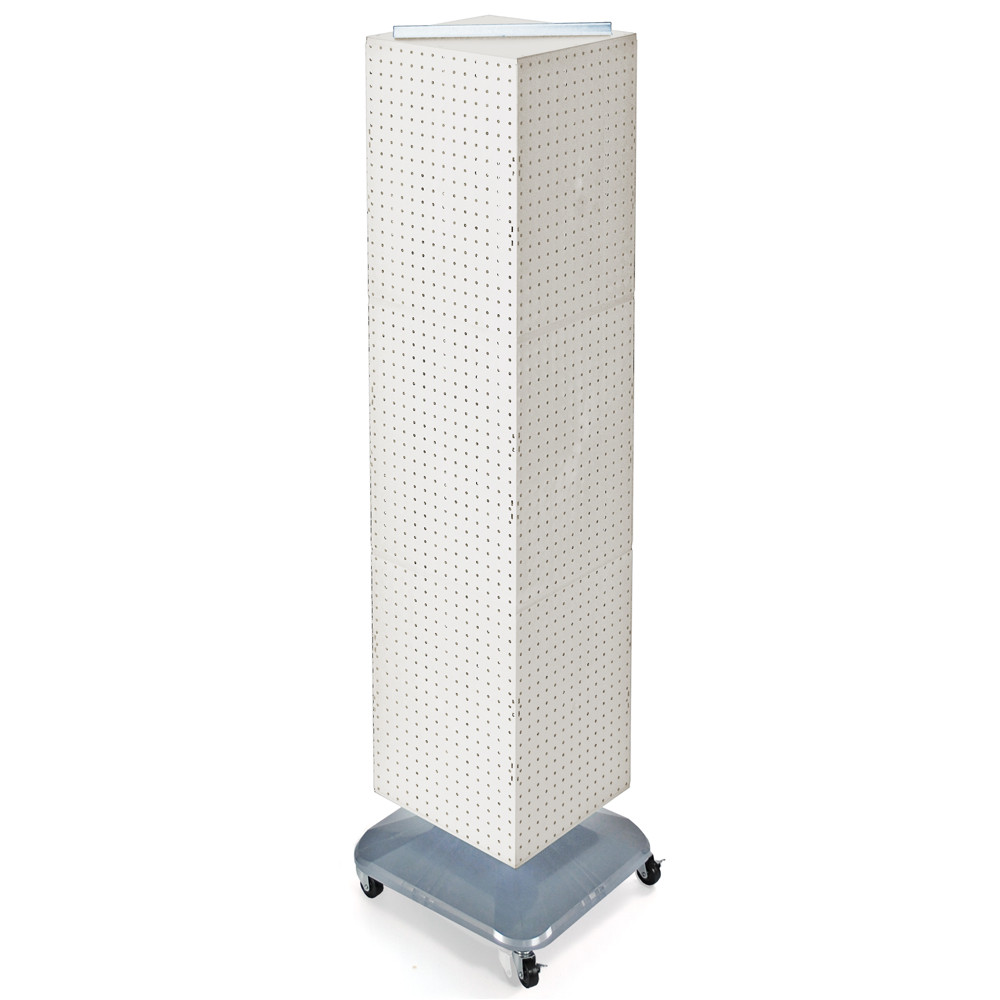 Four-Sided Pegboard Tower Floor Display on Revolving Wheeled Base ...