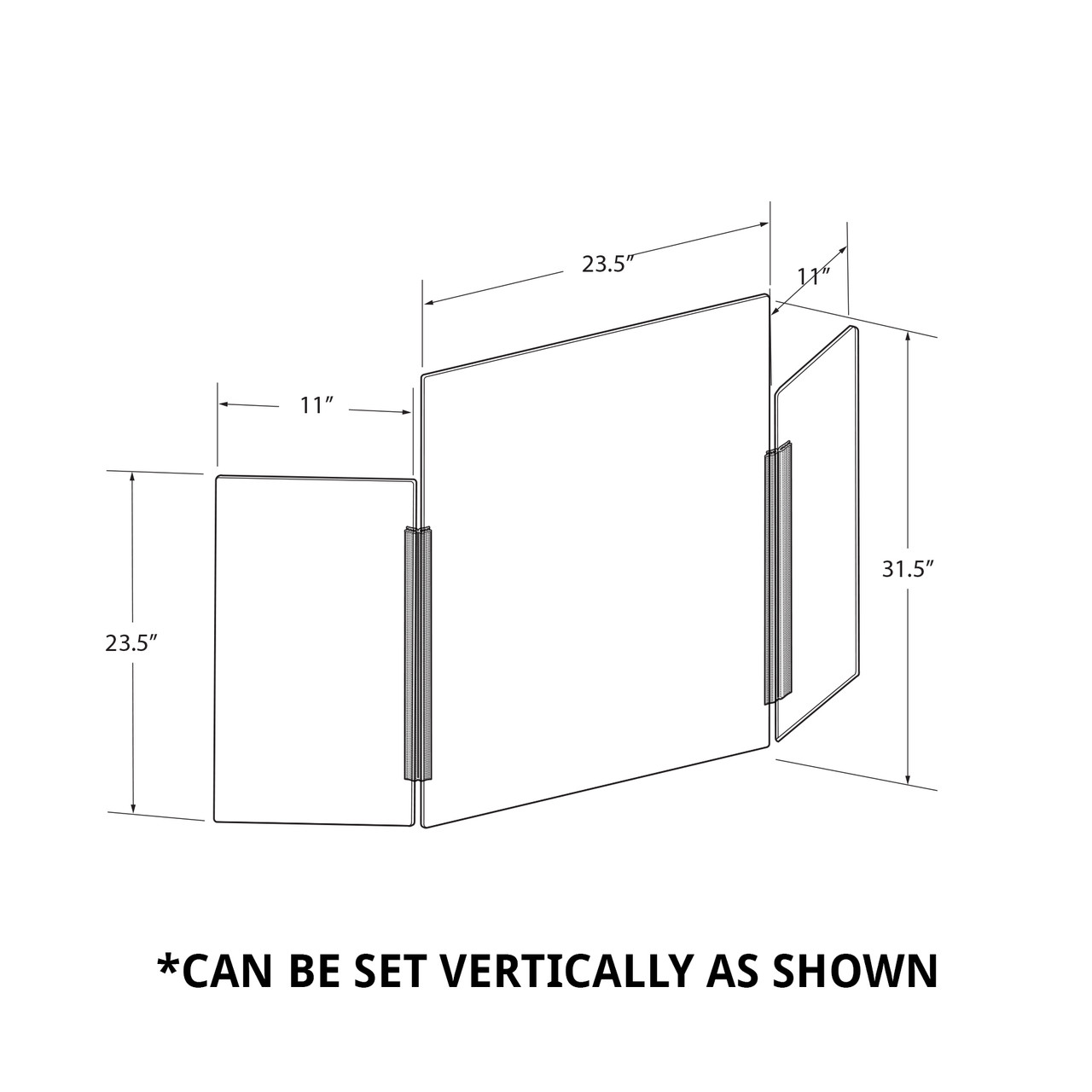 Large 53.5" wide x 23.5" high Clear Acrylic Tri Fold PLEXIGLASS ...