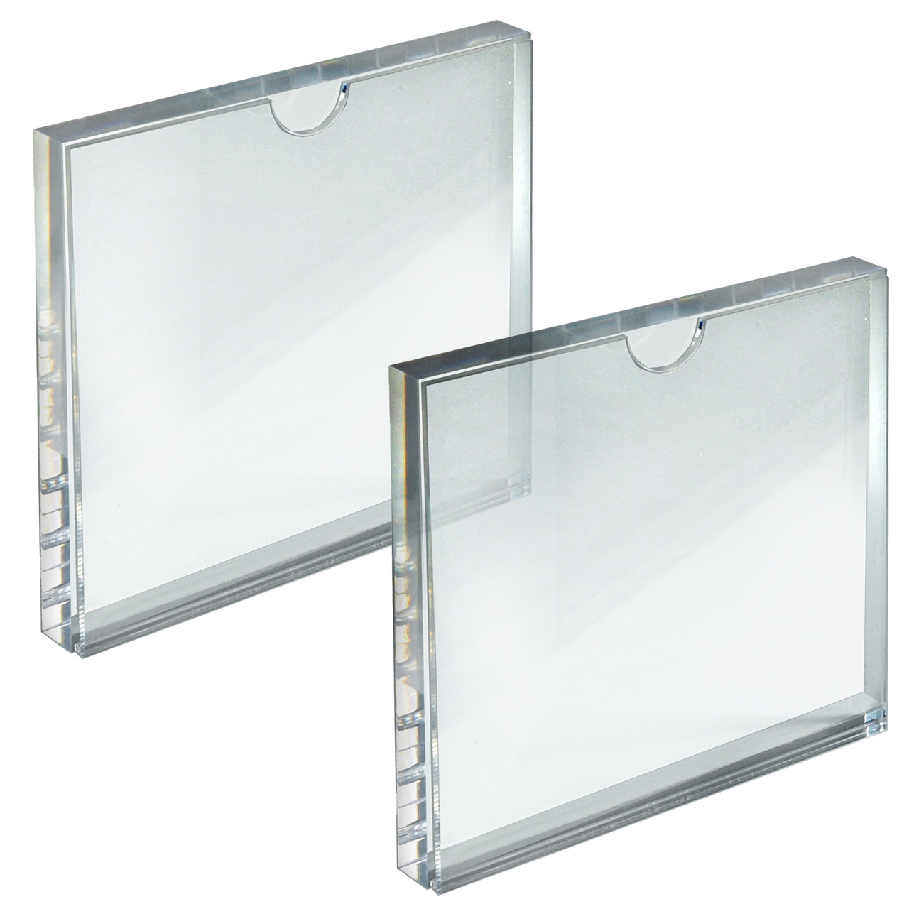 Clear Acrylic Block Sign Holder Frame 3” x 3”, Top Load, 2-Pack - Azar ...