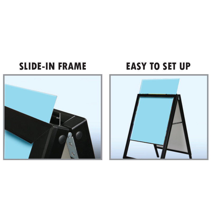 Large Black Slide In A-Frame Double-Sided Indoor/Outdoor Sidewalk Stand ...