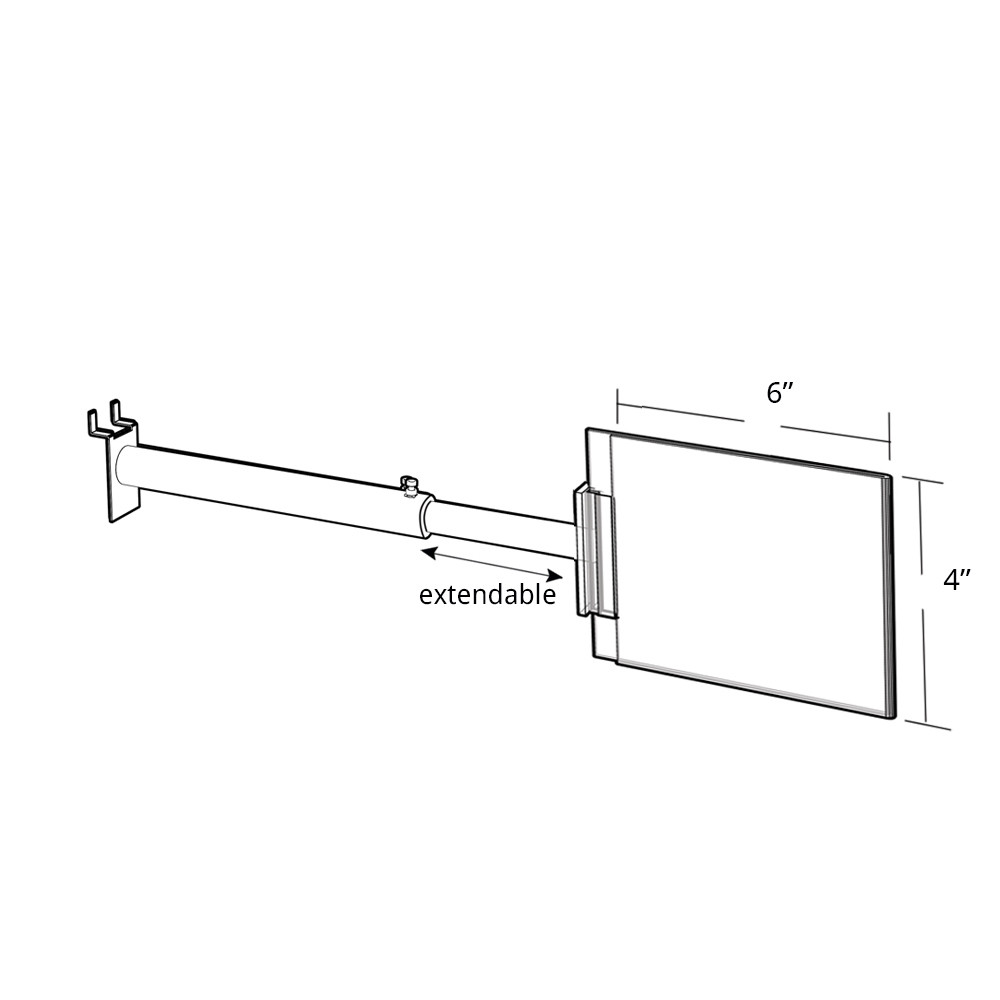 Two-Sided Aisle Acrylic Sign Holder with Telescopic Gripper 6"W x 4"H ...