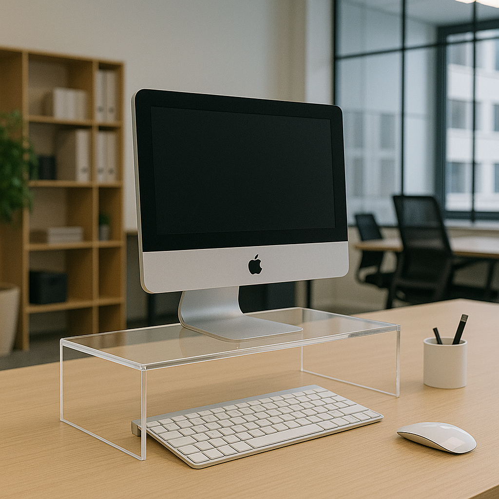 Clear Acrylic Monitor Riser 21"W x 7.75"D x 4.5"H - Azar Displays